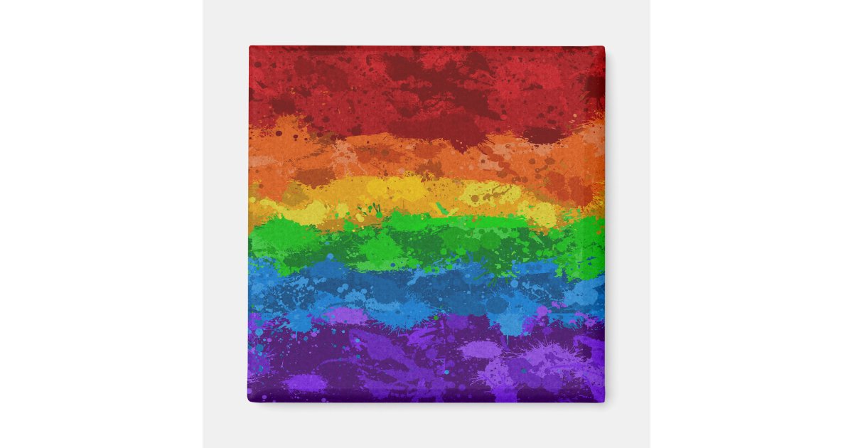 Abstract Paint Splatter LGBTQ Pride Rainbow Flag Magnet | Zazzle