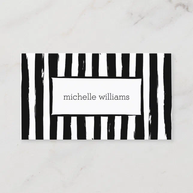Abstract Painted Black Stripes Business Card | Zazzle
