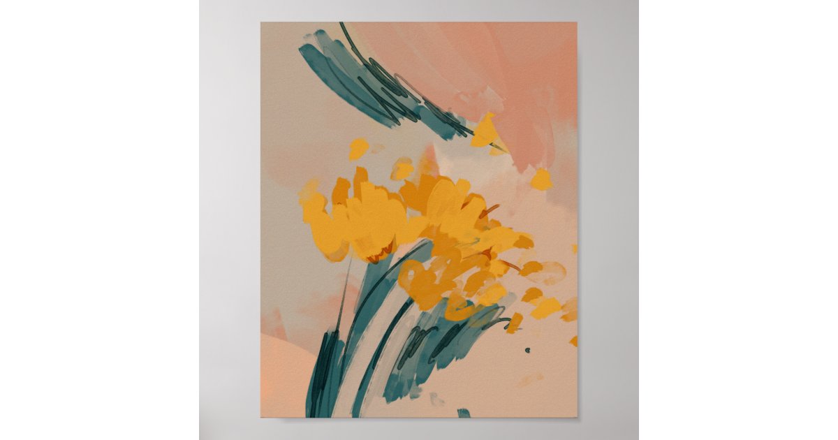 Abstract Painted Flowers Poster | Zazzle