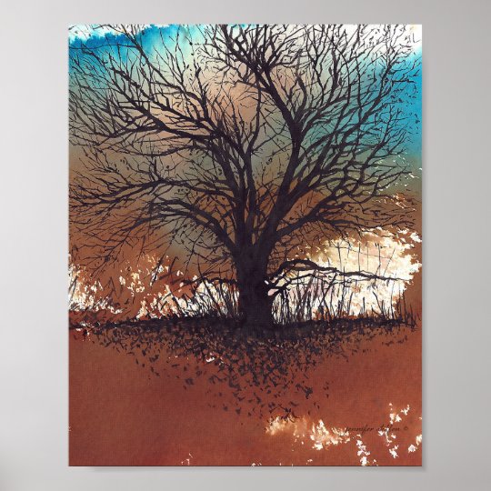 Abstract Painting Landscape Tree Art Poster | Zazzle.com