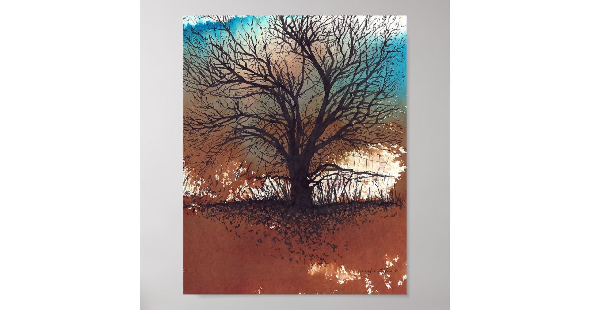 Abstract Painting Landscape Tree Art Poster | Zazzle