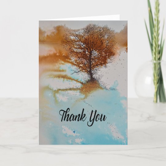 Abstract Painting Landscape Tree Art Thank You Card | Zazzle.com