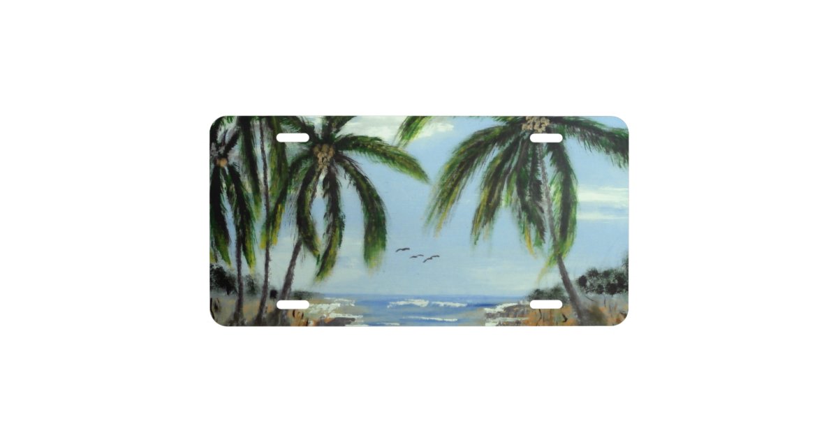 Abstract Palm Trees License Plate | Zazzle