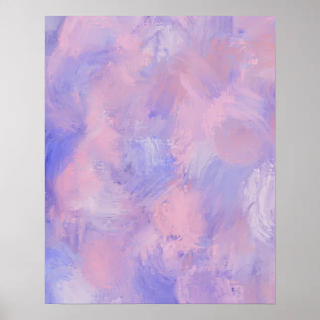 Abstract Pastel Blush Pink and Blue Poster | Zazzle