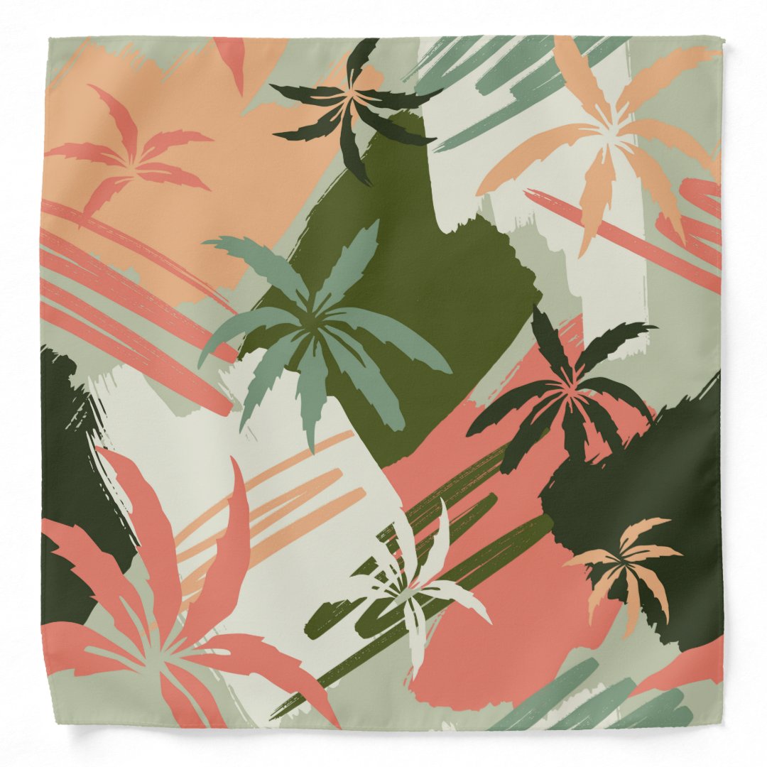 Abstract Pastel Summer Palm Tree Pattern Bandana | Zazzle