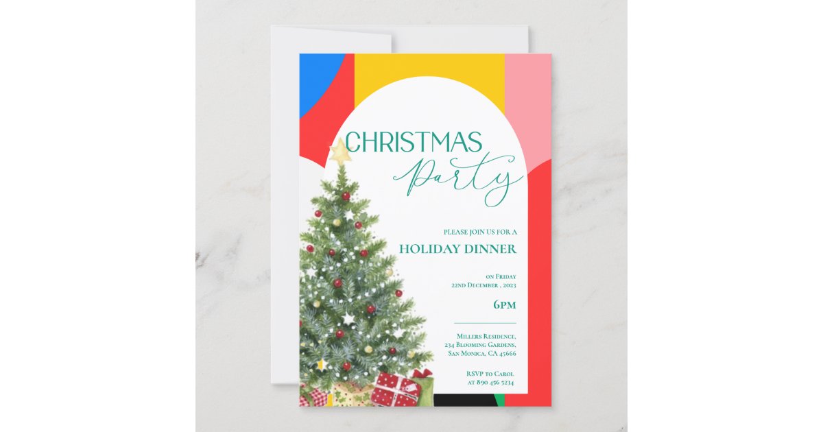 Abstract Pattern Christmas Party Invitation | Zazzle