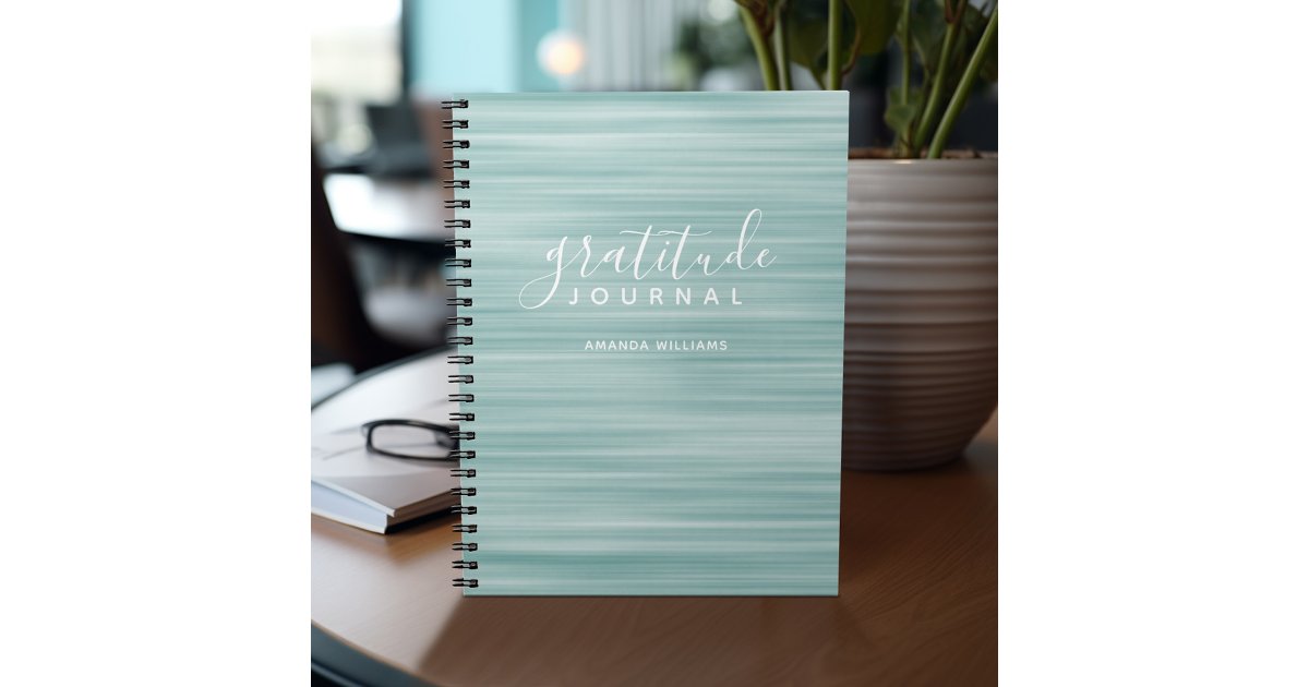 Abstract Pattern Gratitude Journal can edit teal | Zazzle