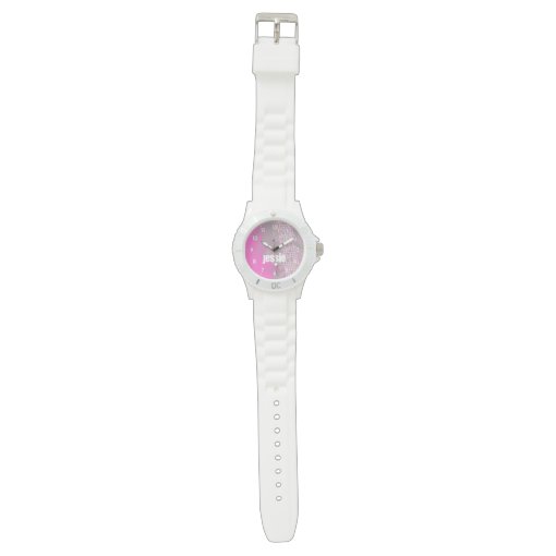Abstract pink numbered name girls sports watch | Zazzle