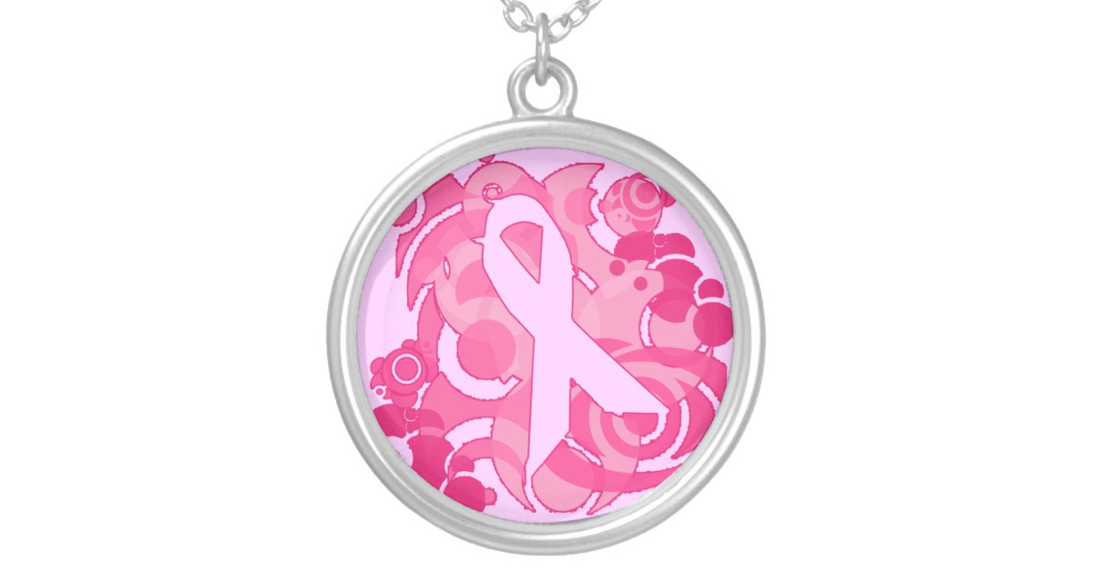 Abstract Pink Ribbon Charm Necklace | Zazzle
