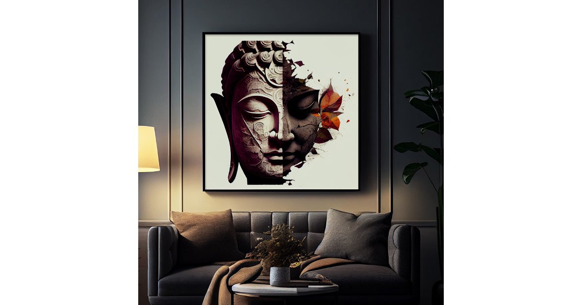 Abstract Portrait of Buddha | Digital Art Poster | Zazzle
