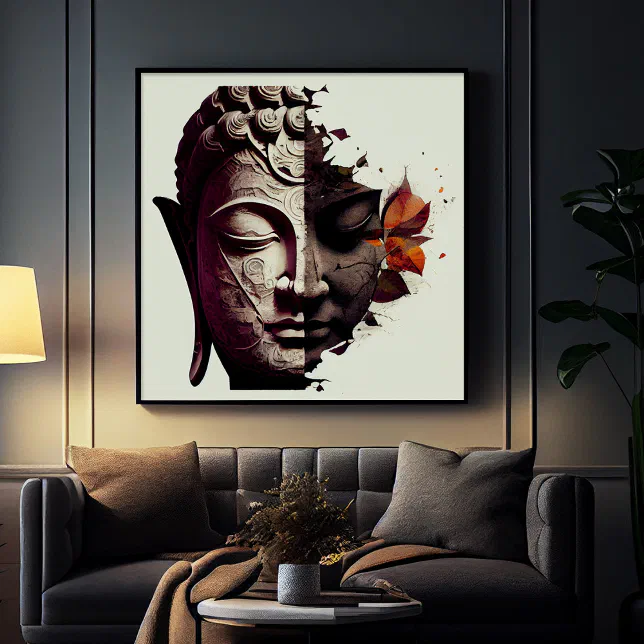 Abstract Portrait of Buddha | Digital Art Poster | Zazzle