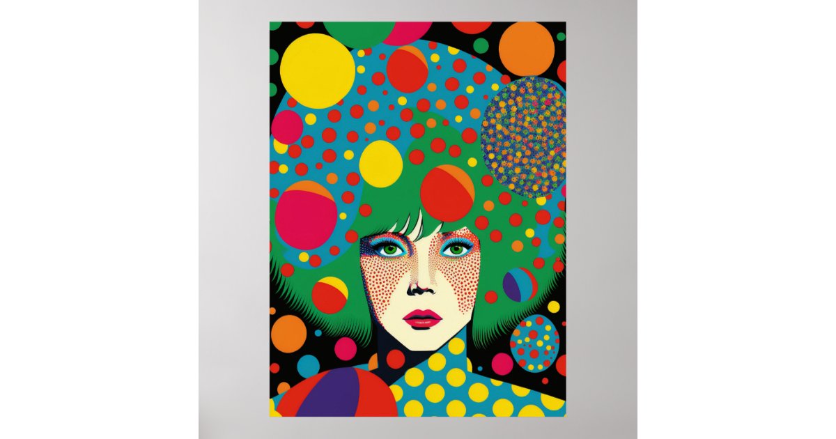 Abstract Portrait With Polkadots Poster | Zazzle