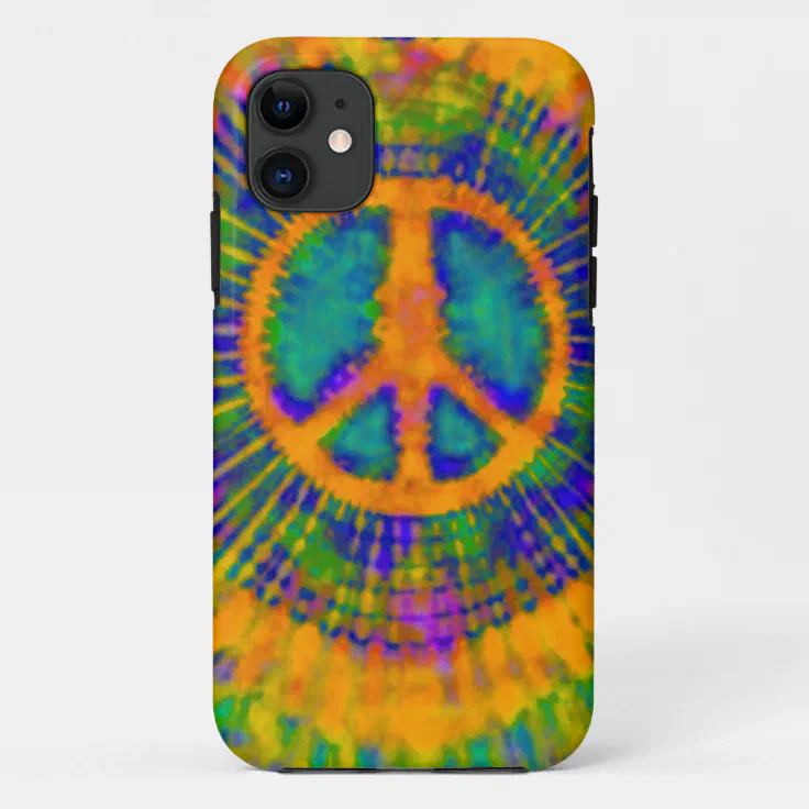 Abstract Psychedelic Tie-Dye Peace Sign Case-Mate iPhone Case | Zazzle