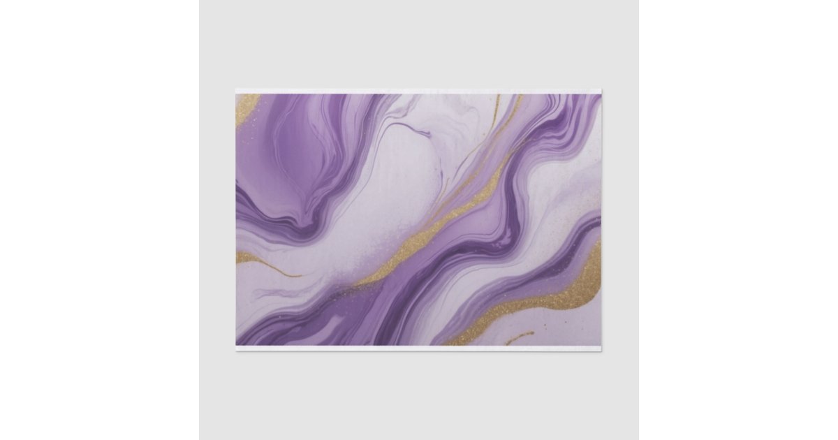 Abstract Purple and Faux Gold Glitter Marble Tissue Paper | Zazzle