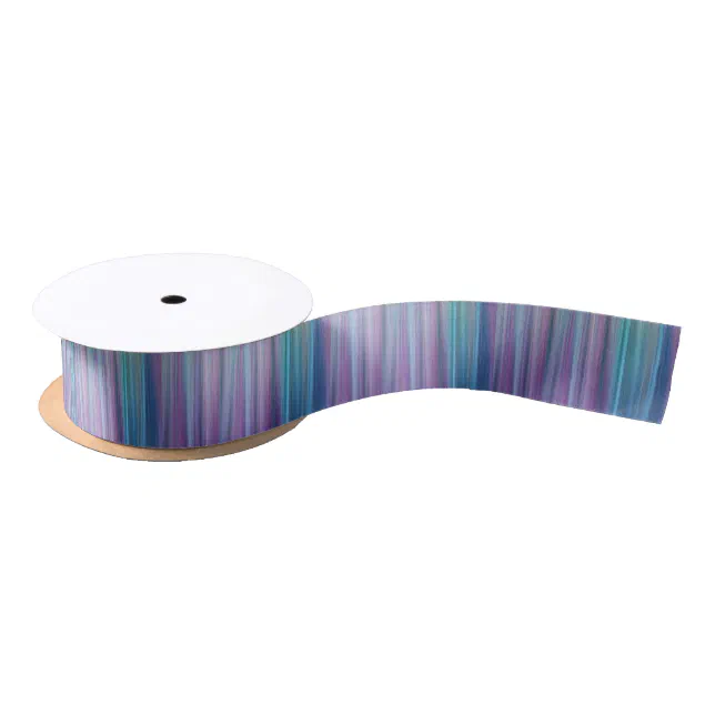 Abstract Purple and Teal Gradient Stripes Pattern Satin Ribbon | Zazzle