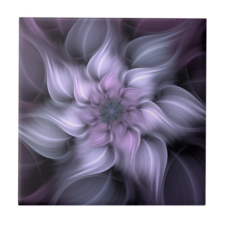 Abstract purple flower, violet floral theme ceramic tile | Zazzle