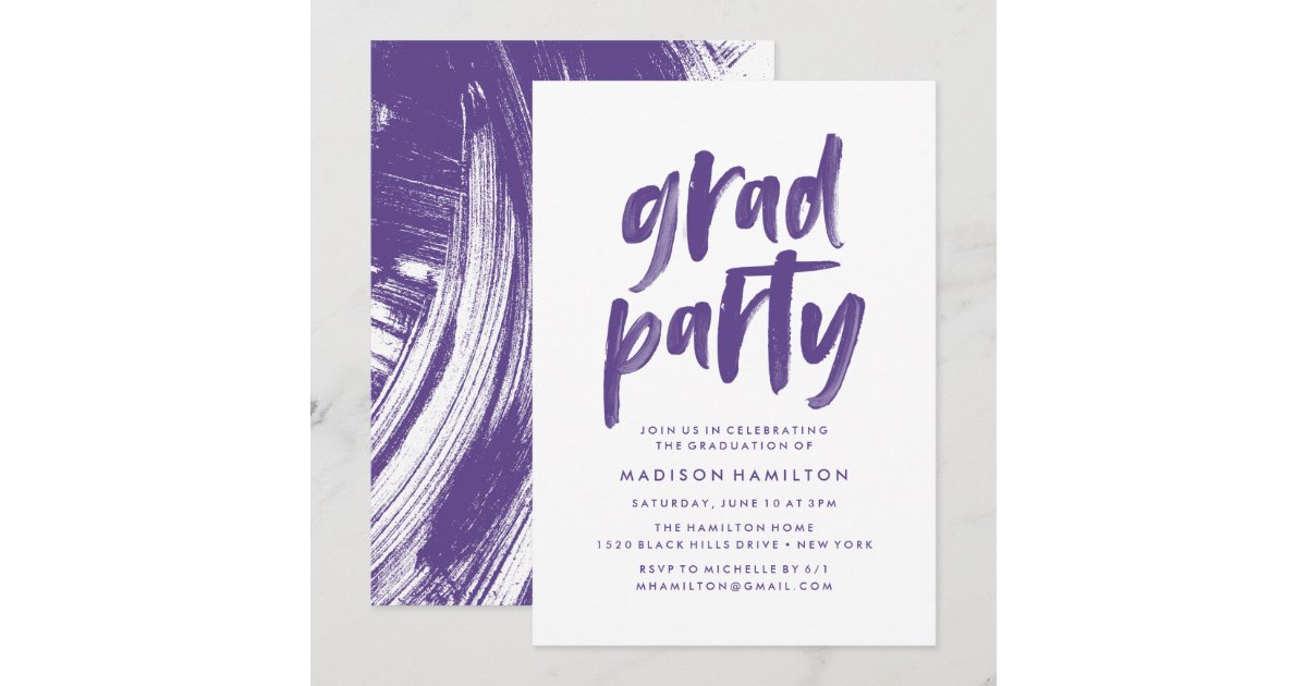 Abstract Purple | Graduation Party Invitation | Zazzle