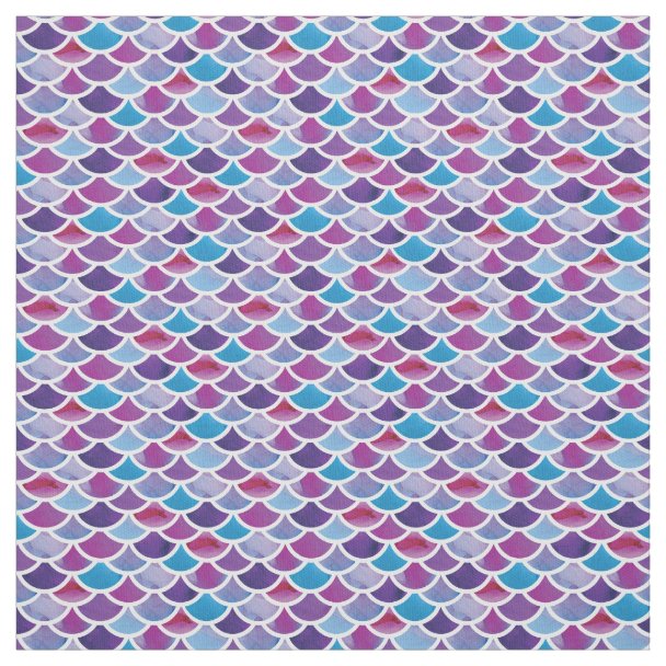 MERMAID TAILS Aqua Fish Scale Pattern Fabric | Zazzle