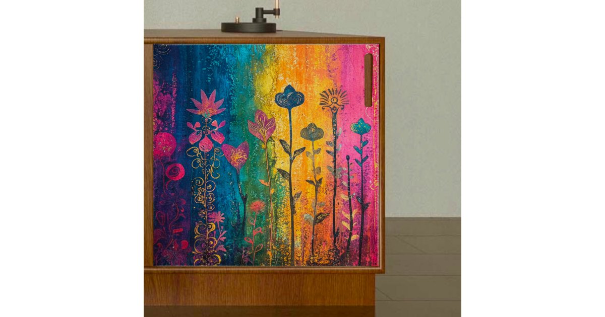 Abstract Rainbow Flowers Decoupage Tissue Paper | Zazzle