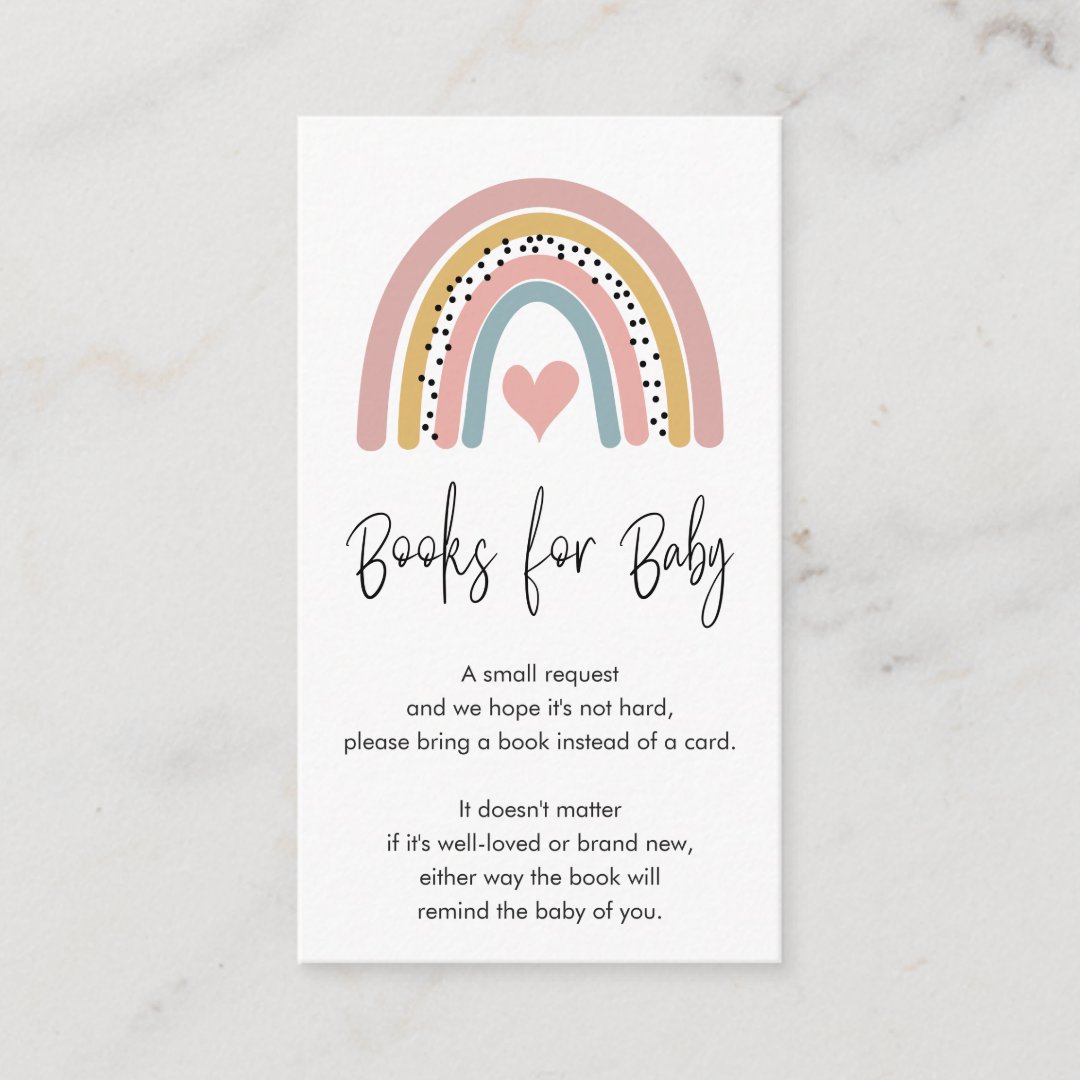 Abstract Rainbow Gender Neutral Books for Baby Enclosure Card | Zazzle