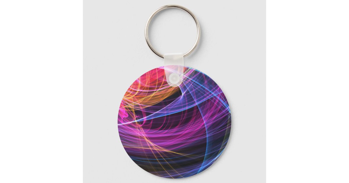 Abstract Rainbow lights vortex lights Keychain | Zazzle