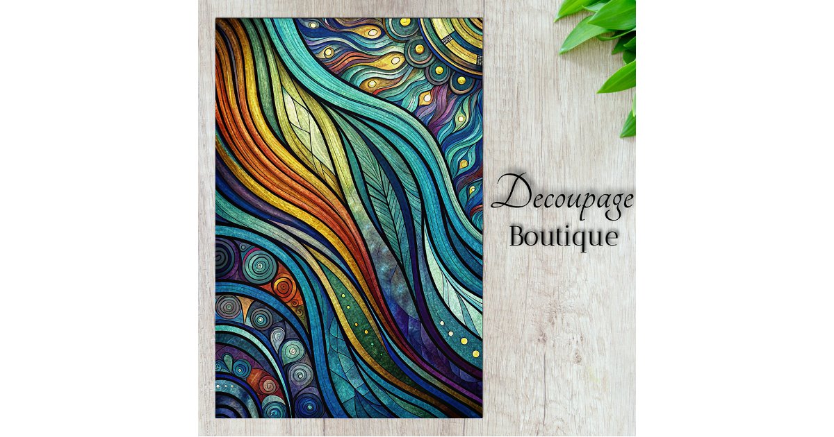 Abstract Rainbow Waves Colorful Decoupage Tissue Paper | Zazzle