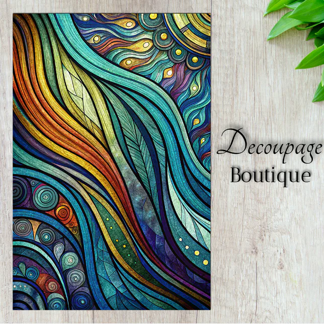 Abstract Rainbow Waves Colorful Decoupage Tissue Paper | Zazzle