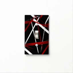 Abstract Red and White Lines On Black Background P Light Switch Cover ...