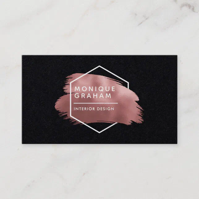 Abstract Rose Gold Logo Business Card | Zazzle