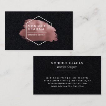 Abstract Rose Gold Logo Business Card | Zazzle