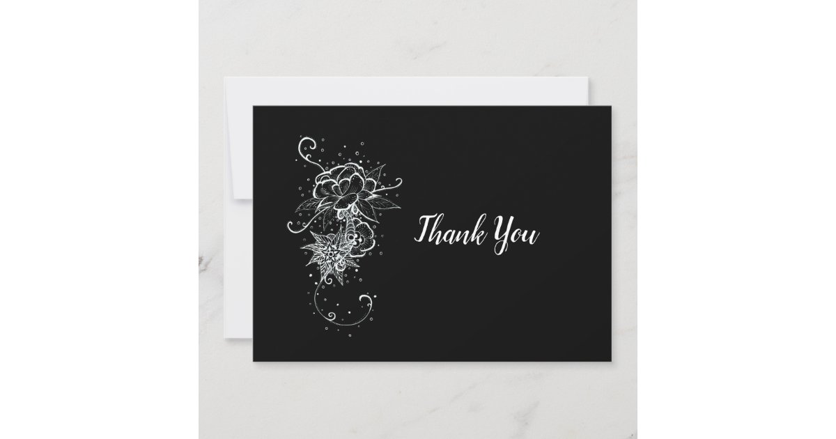 Abstract Rose Tattoo Thank You Card | Zazzle