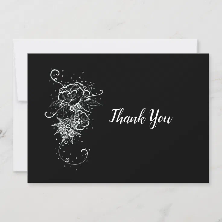 Abstract Rose Tattoo Thank You Card | Zazzle