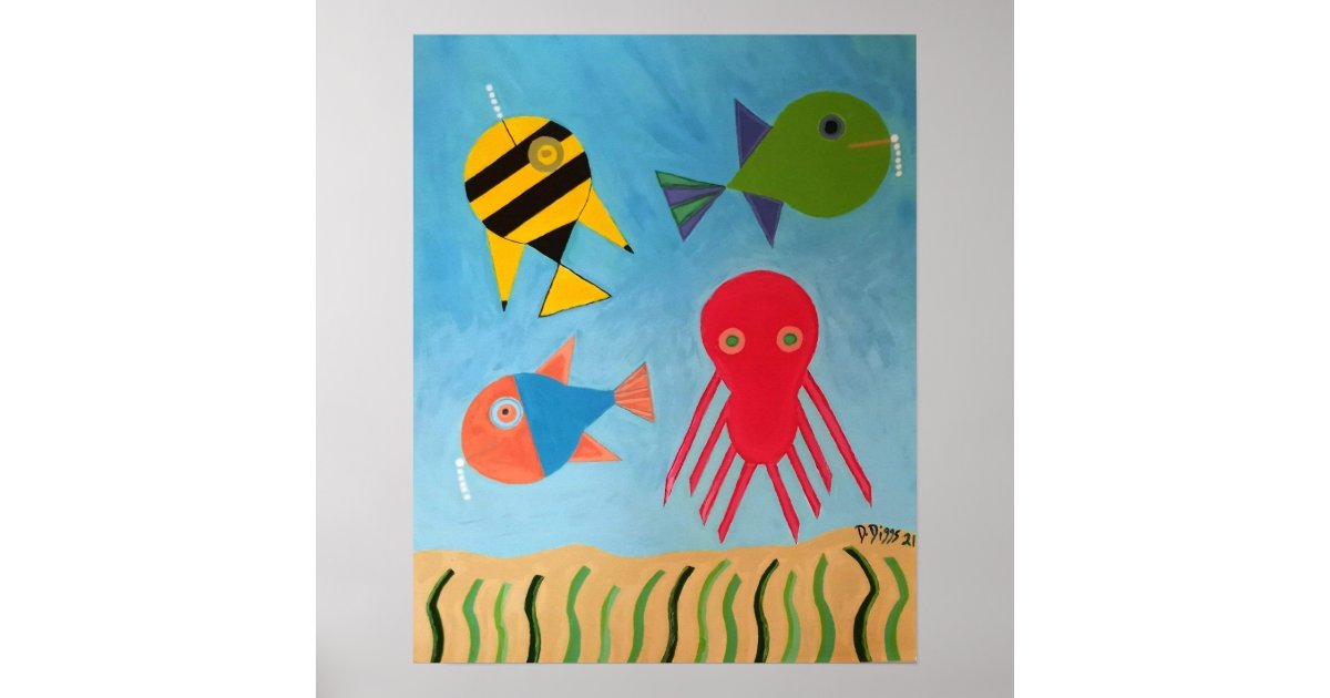 Abstract Sea Creatures Poster | Zazzle