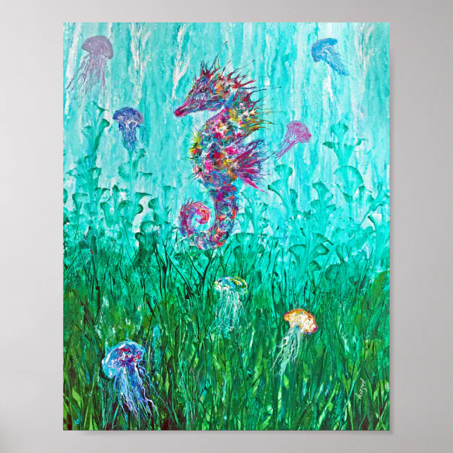 Abstract, Seahorse, Ocean,Underwater Poster | Zazzle