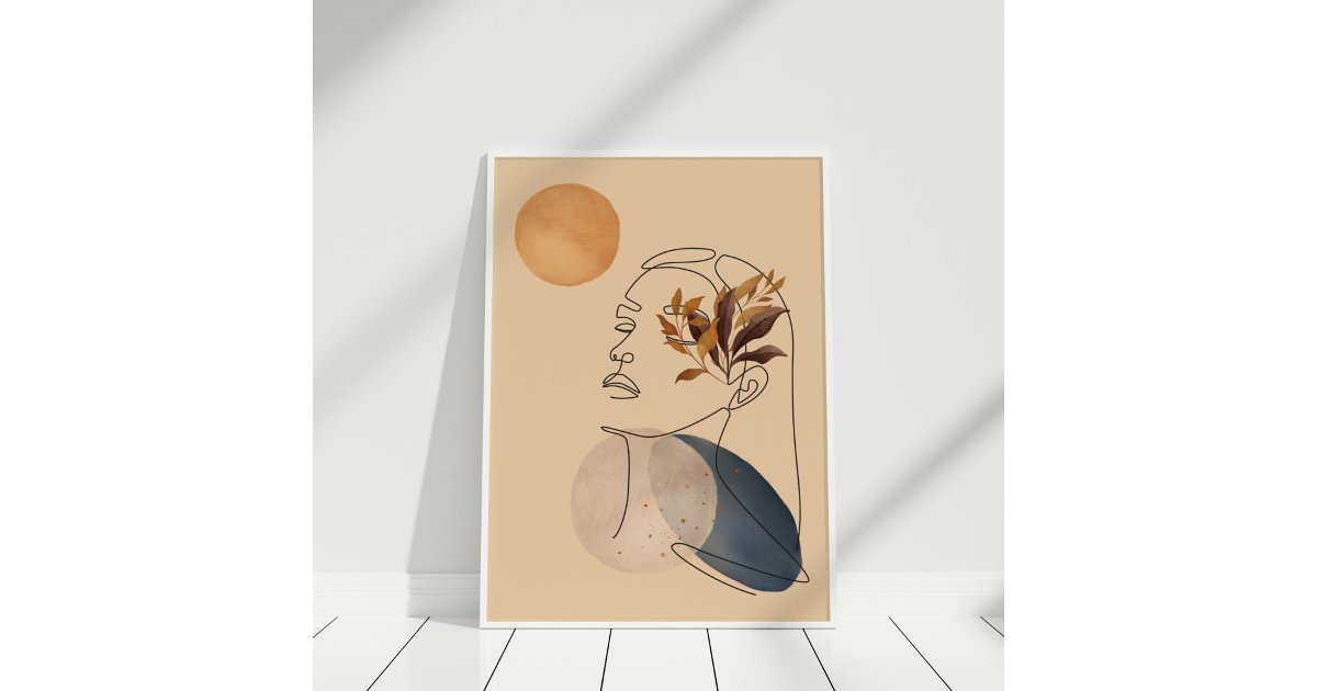 Abstract Shapes and Line Art Face Poster | Zazzle