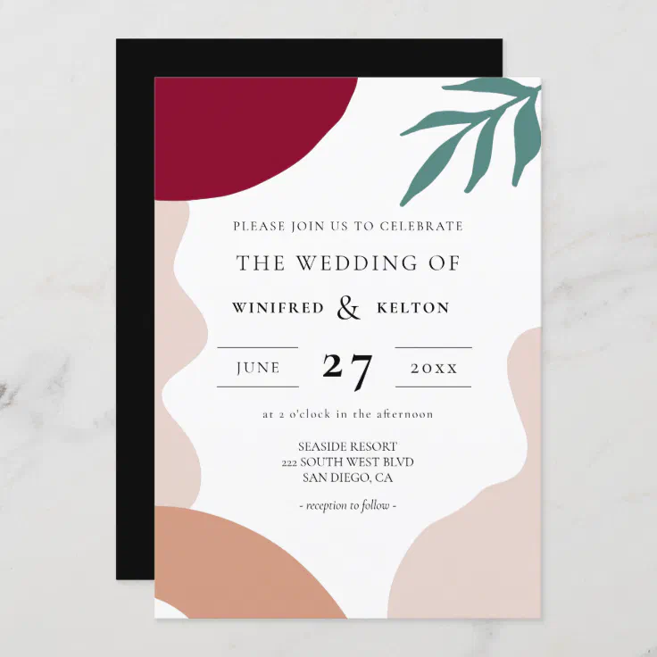 Abstract shapes contemporary wedding invitation | Zazzle