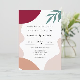Abstract shapes contemporary wedding invitation | Zazzle