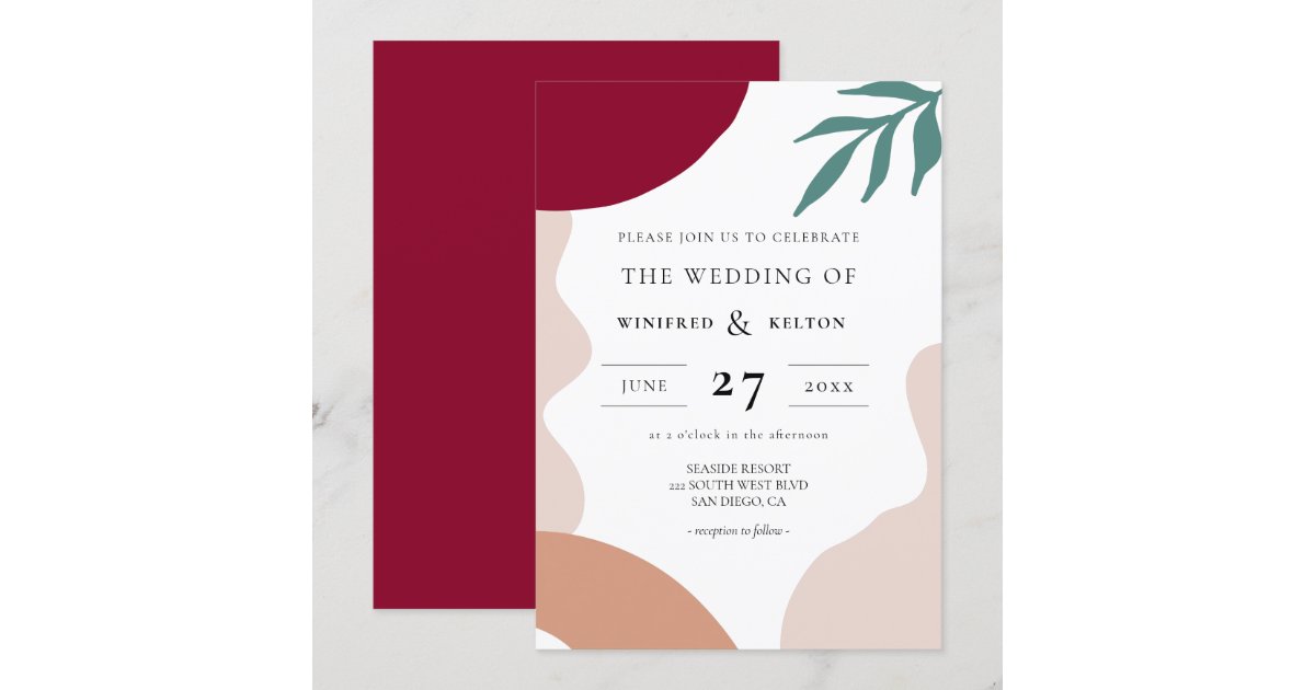 Abstract shapes contemporary wedding invitation | Zazzle