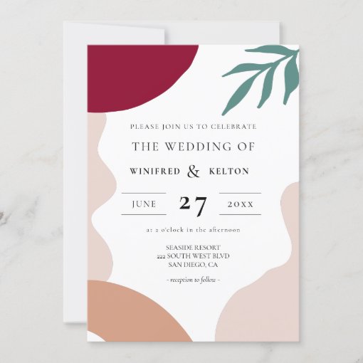 Abstract shapes contemporary wedding invitation | Zazzle
