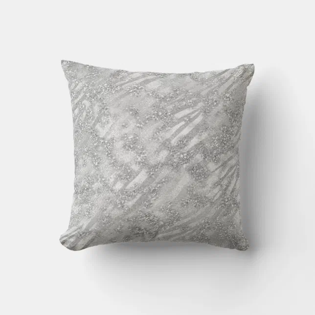 Abstract Silver Gray Graphite Sparkly Glitter Lux Throw Pillow | Zazzle