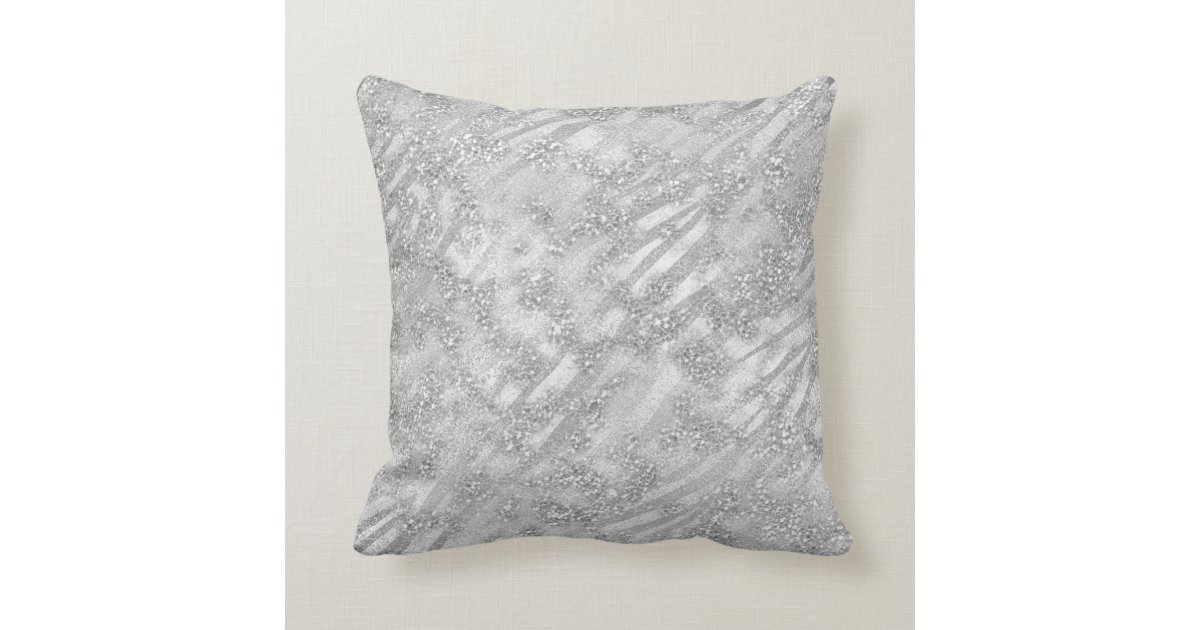 Abstract Silver Gray Graphite Sparkly Glitter Lux Throw Pillow | Zazzle.com