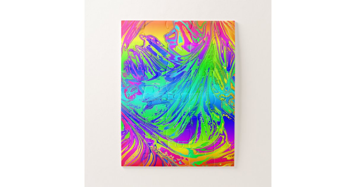 Abstract Splashing Rainbow Liquid Jigsaw Puzzle | Zazzle