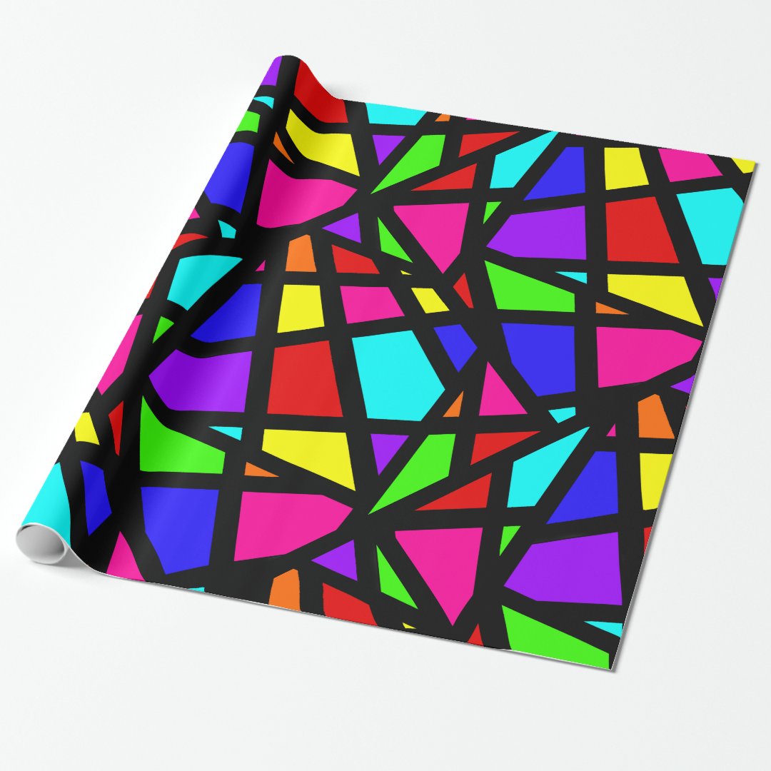 Abstract Stained Glass Geometric Wrapping Paper | Zazzle