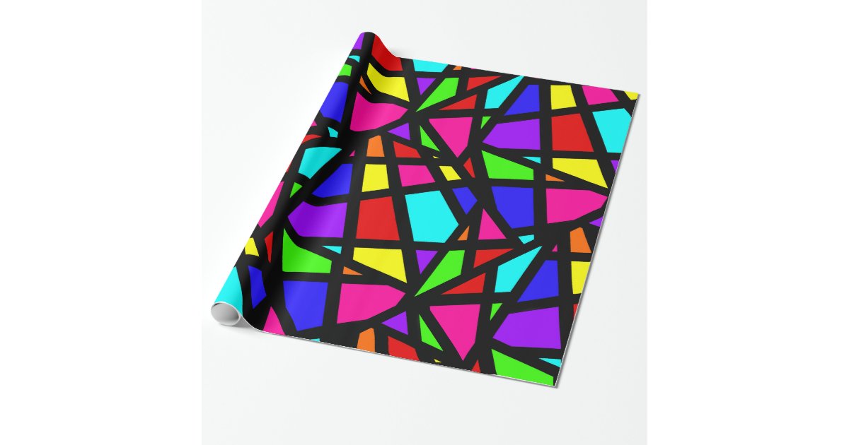 Abstract Stained Glass Geometric Wrapping Paper | Zazzle