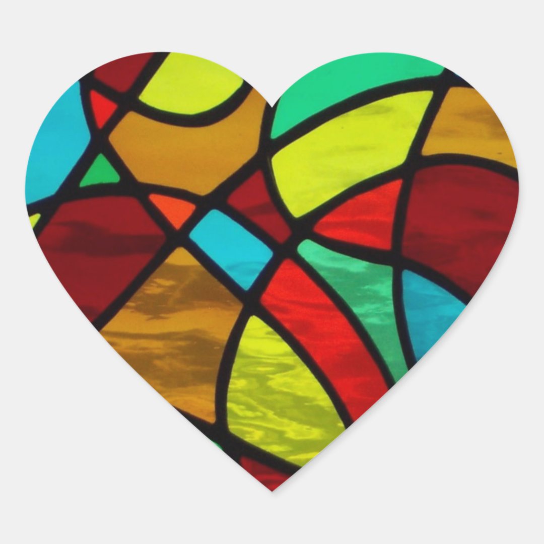 Abstract stained glass "Love Heart" sticker | Zazzle