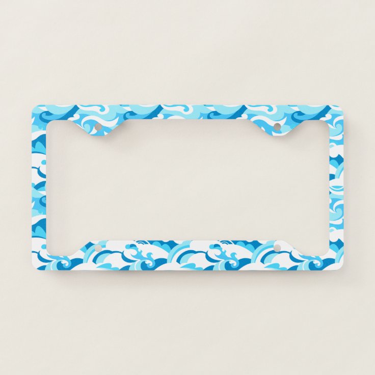 Abstract surf waves license plate frame | Zazzle