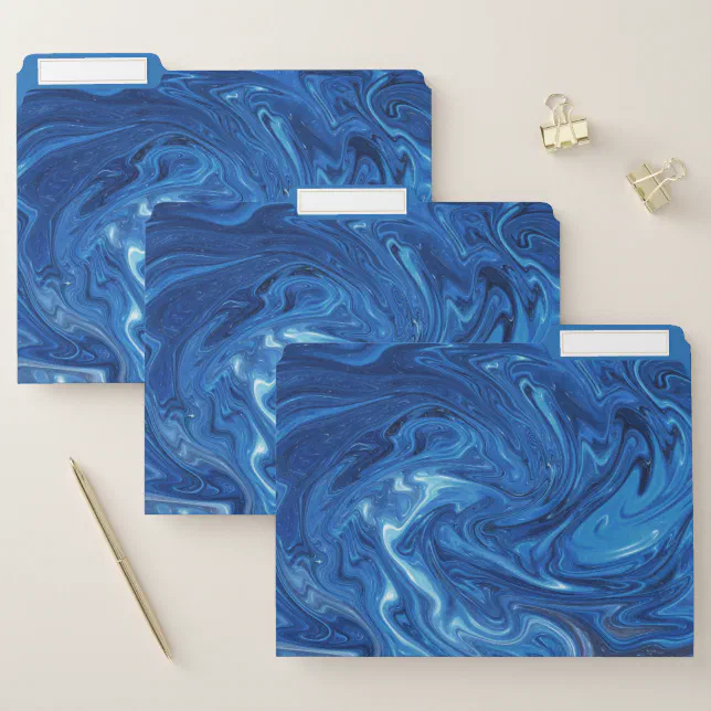 Abstract Swirls in Blue Tones Popular Custom File Folder | Zazzle