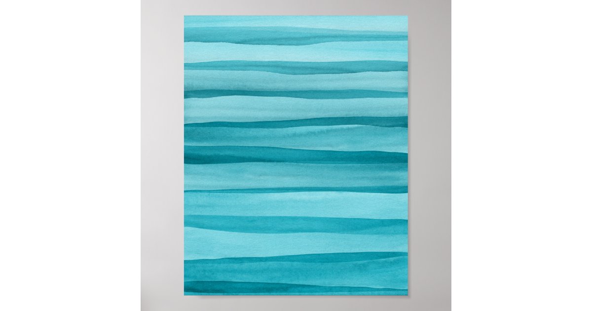 Abstract Teal Blue Watercolor Lines Poster | Zazzle