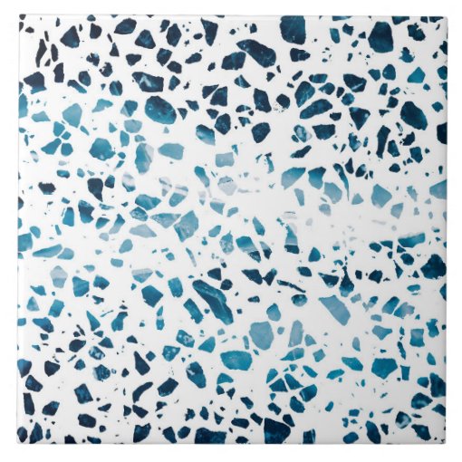 Abstract Terrazzo Mosaic Navy & Light Blue Pattern Ceramic Tile | Zazzle