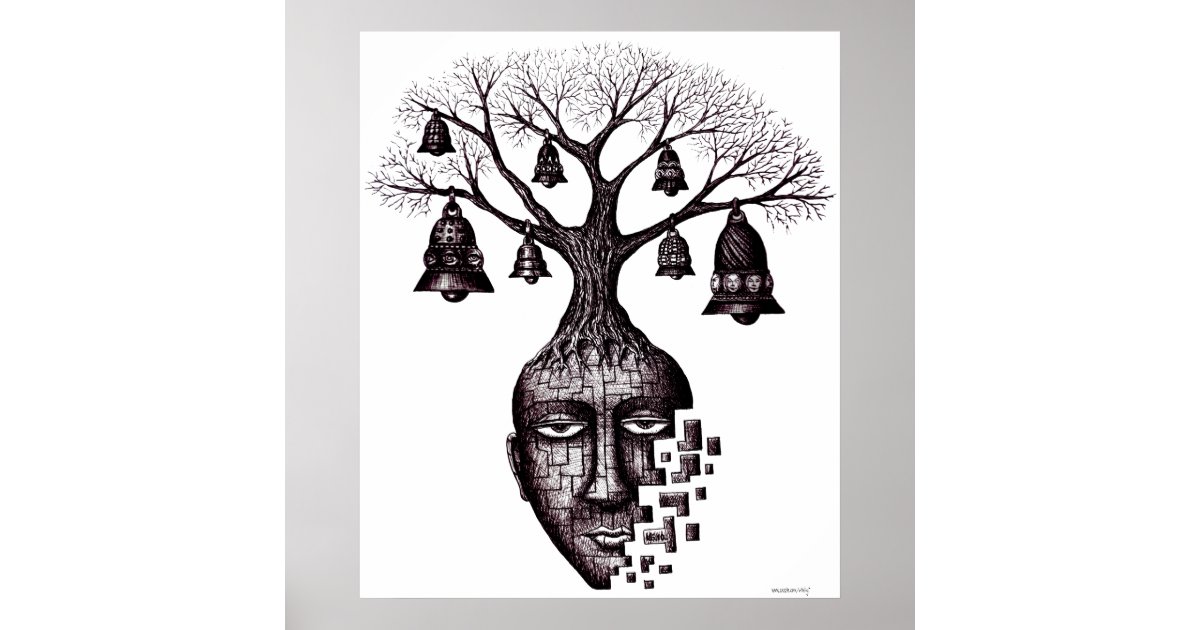Abstract tree graphic art poster | Zazzle